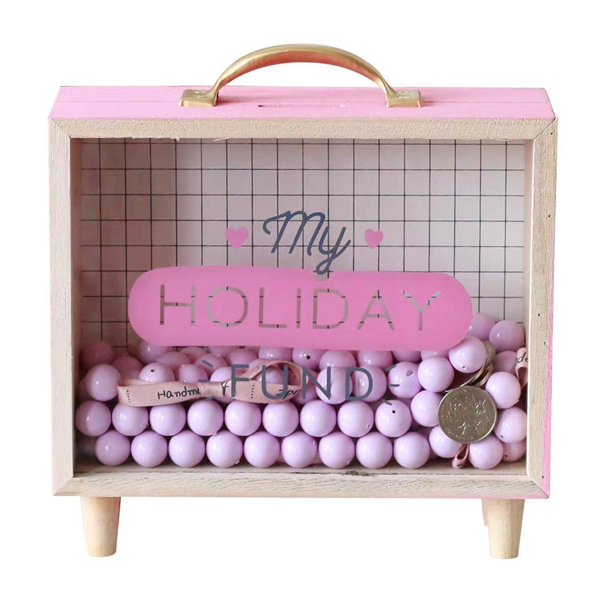 My Holiday Fund Storage | Wood Money Box Coin Storage Home Decoration ...